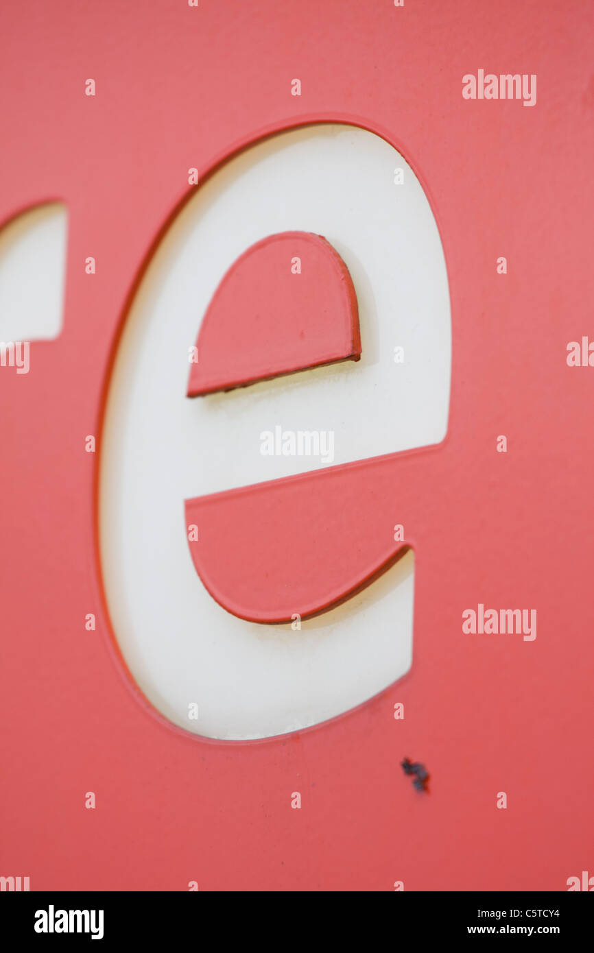 Character E alphabet character letter outside red Stock Photo - Alamy