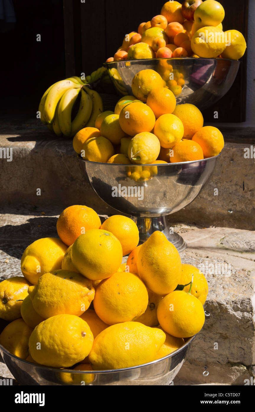 Ibiza, Balearics, Spain - fresh fruit outside a café in Eivissa old ...