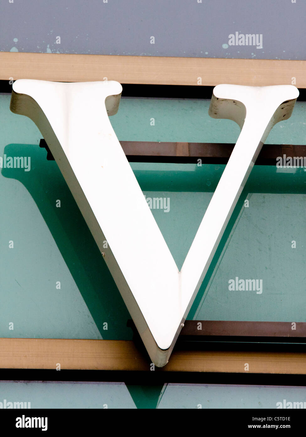 Character V alphabet character letter outside sign Stock Photo - Alamy