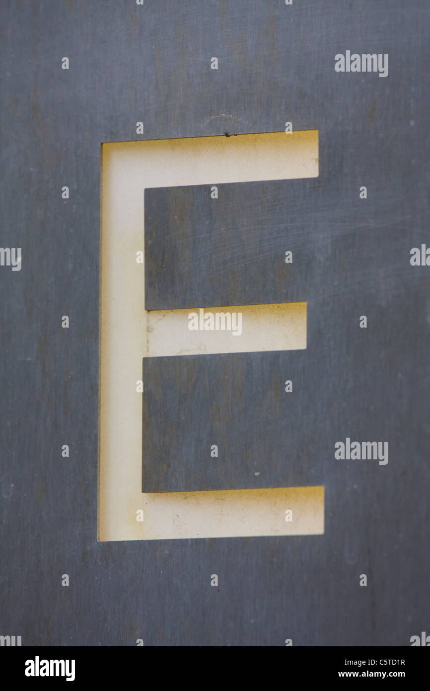 Character E alphabet character letter outside sign Stock Photo - Alamy