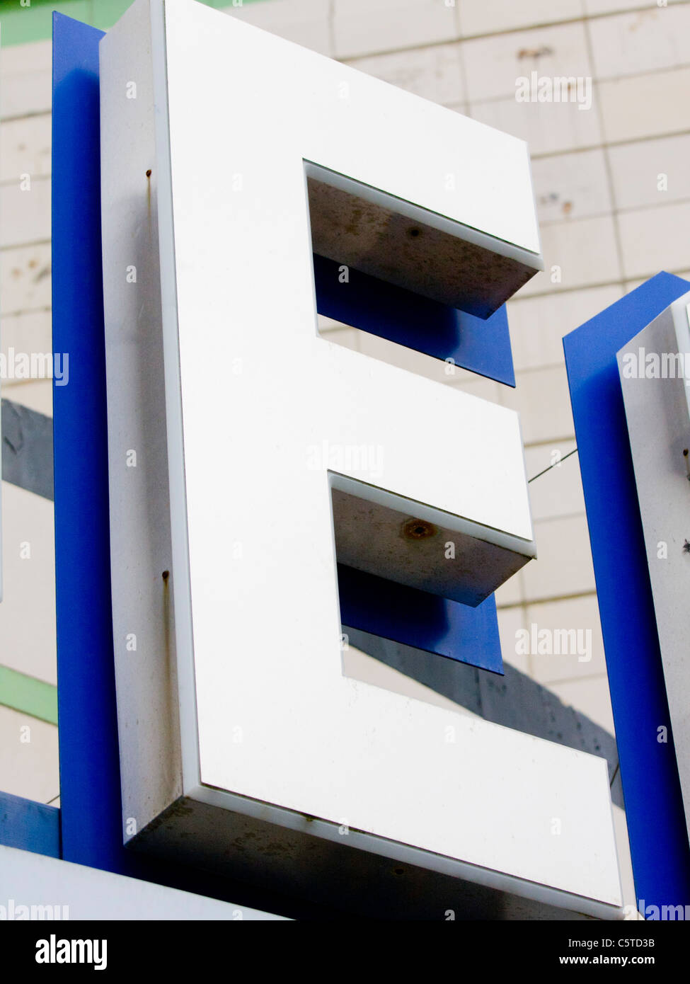 Character E alphabet character letter outside sign Stock Photo - Alamy