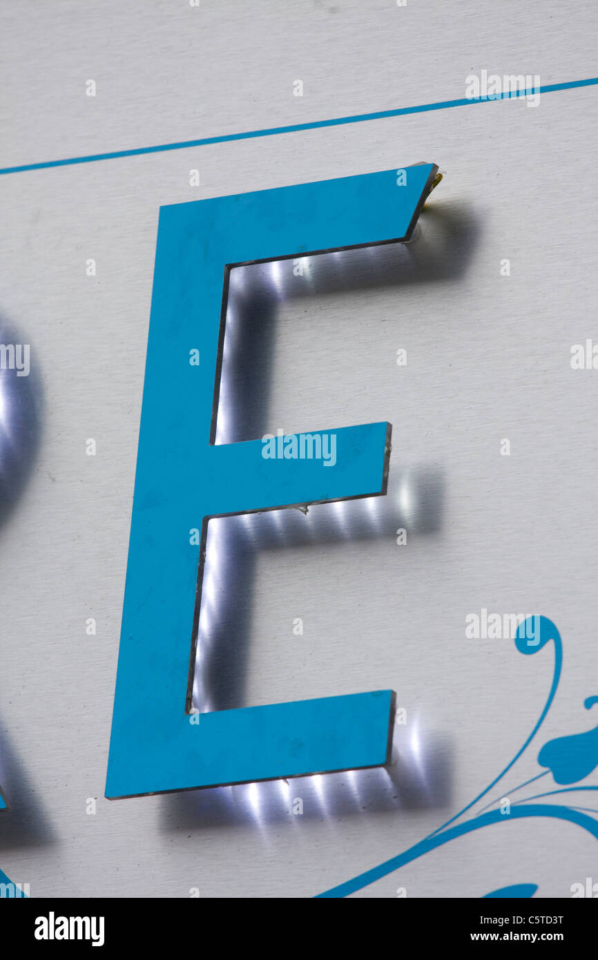 Character E alphabet character letter outside sign Stock Photo - Alamy