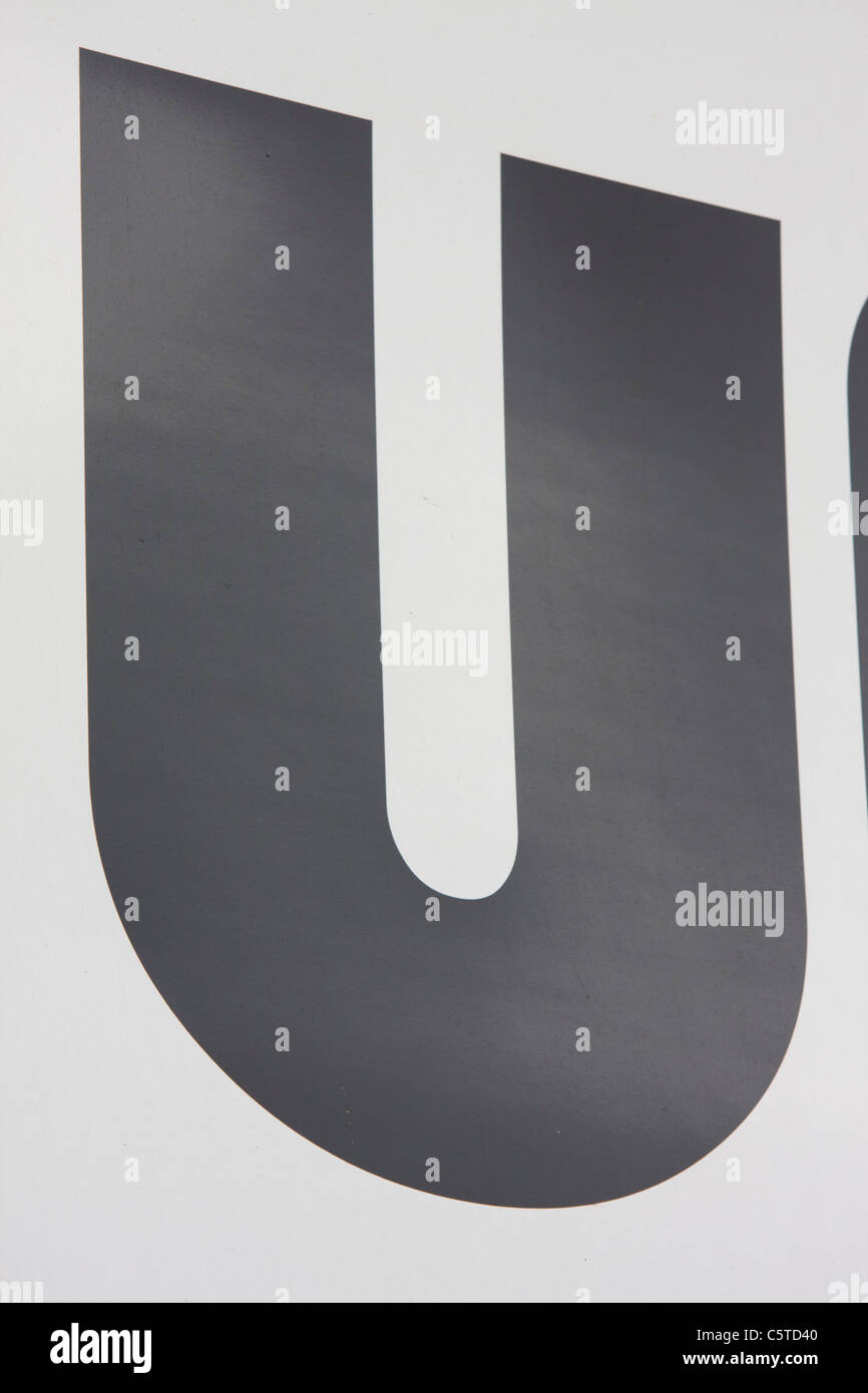 Character U alphabet character letter outside sign Stock Photo - Alamy