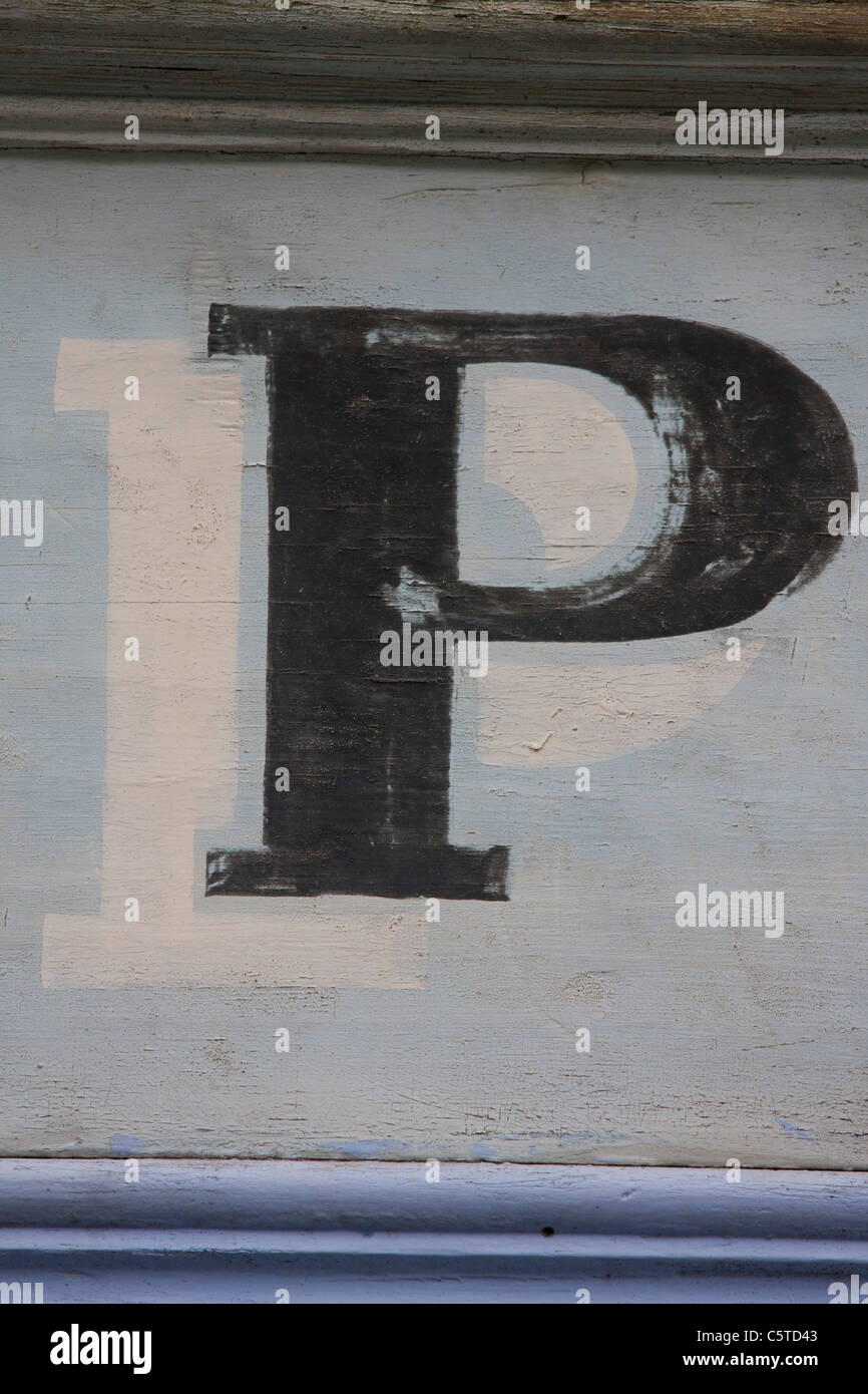 Character P alphabet character letter outside sign Stock Photo - Alamy