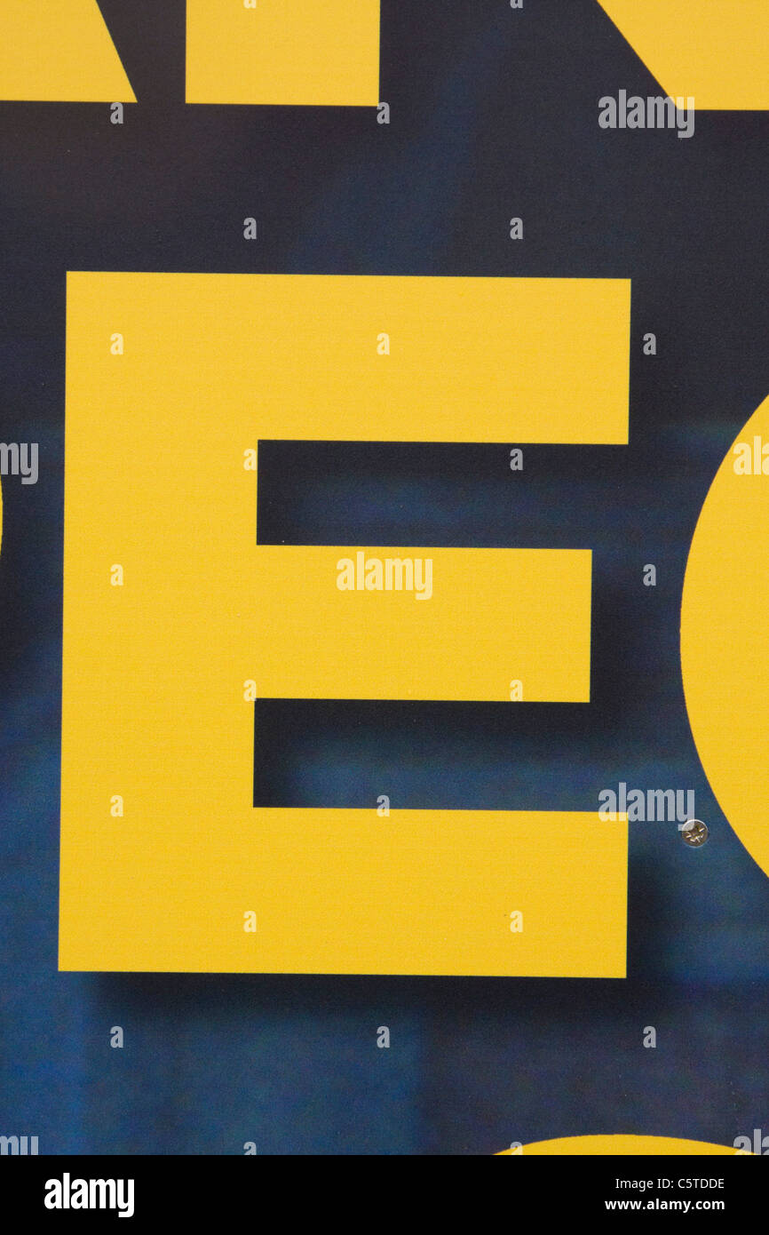 Character E alphabet character letter outside sign Stock Photo - Alamy