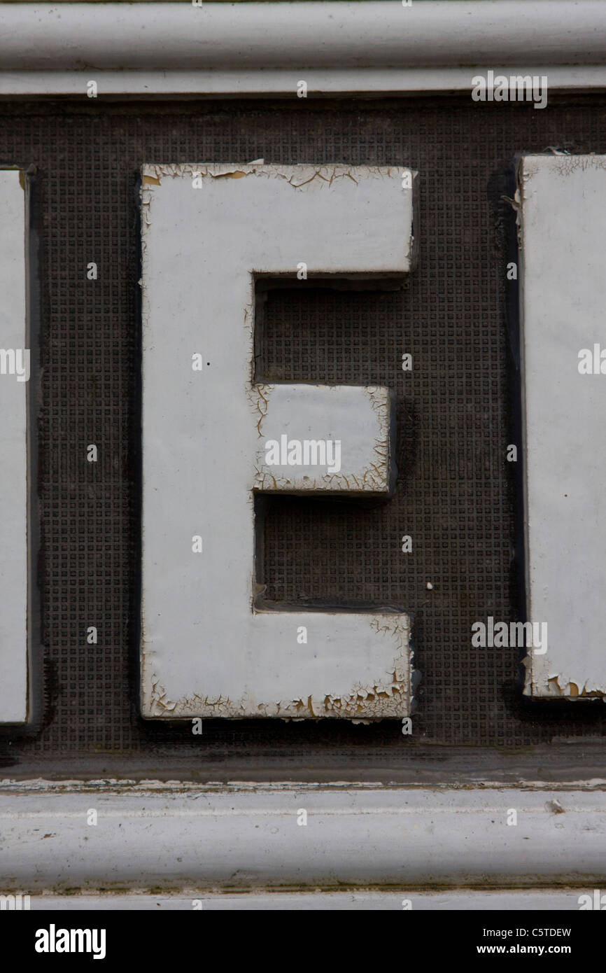 Character E alphabet character letter outside sign Stock Photo - Alamy