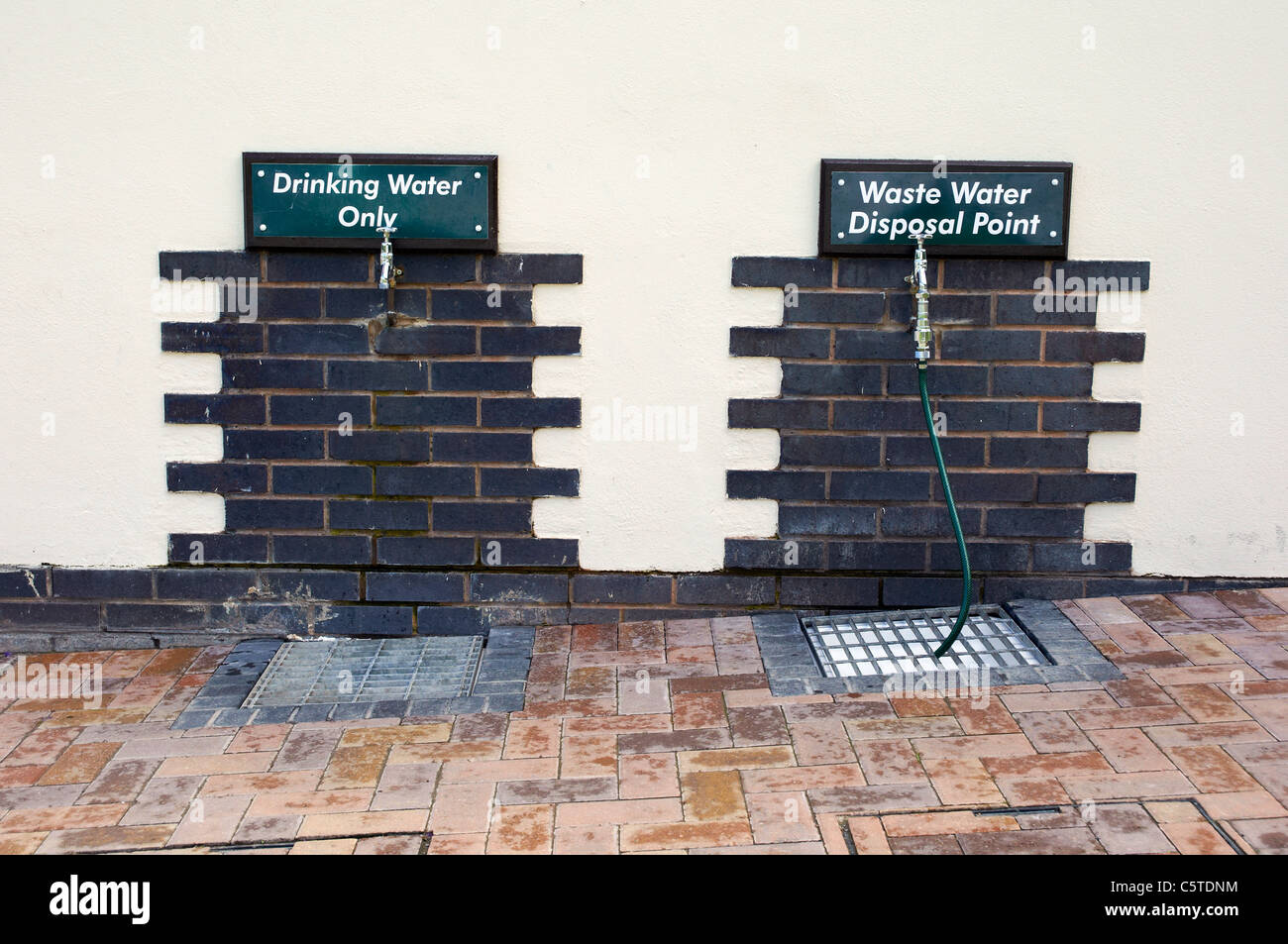 Typical Caravan Club drinking water and waste water points on a modern ...