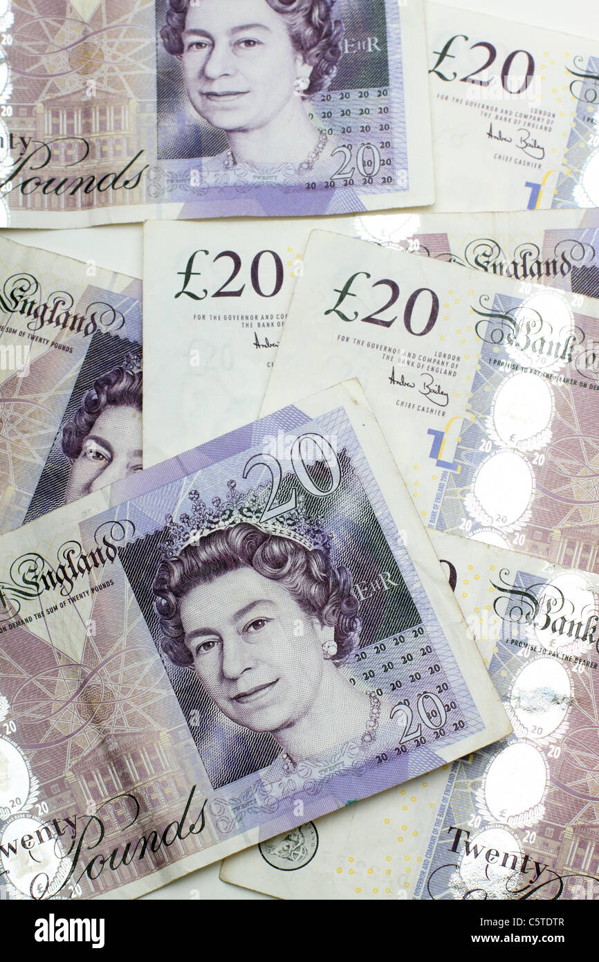 A Background Image Of Multiple British Twenty Pound Notes Stock Photo ...