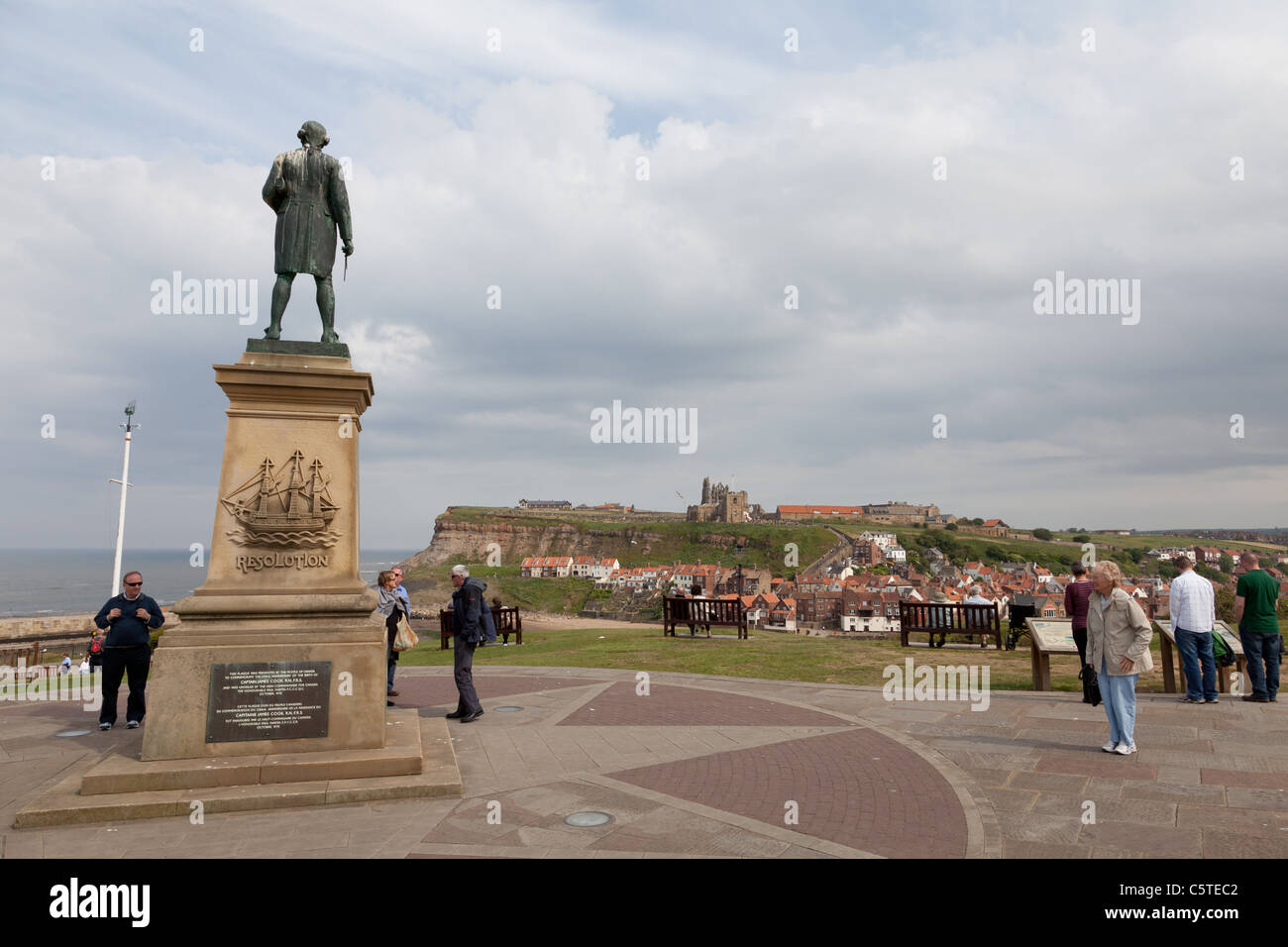 The bronze monument to Captain James Cook in Whitby, North Yorkshire ...