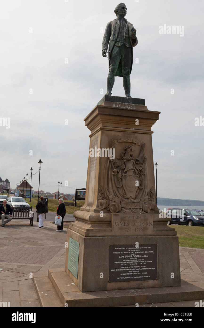 The bronze monument to Captain James Cook in Whitby, North Yorkshire ...