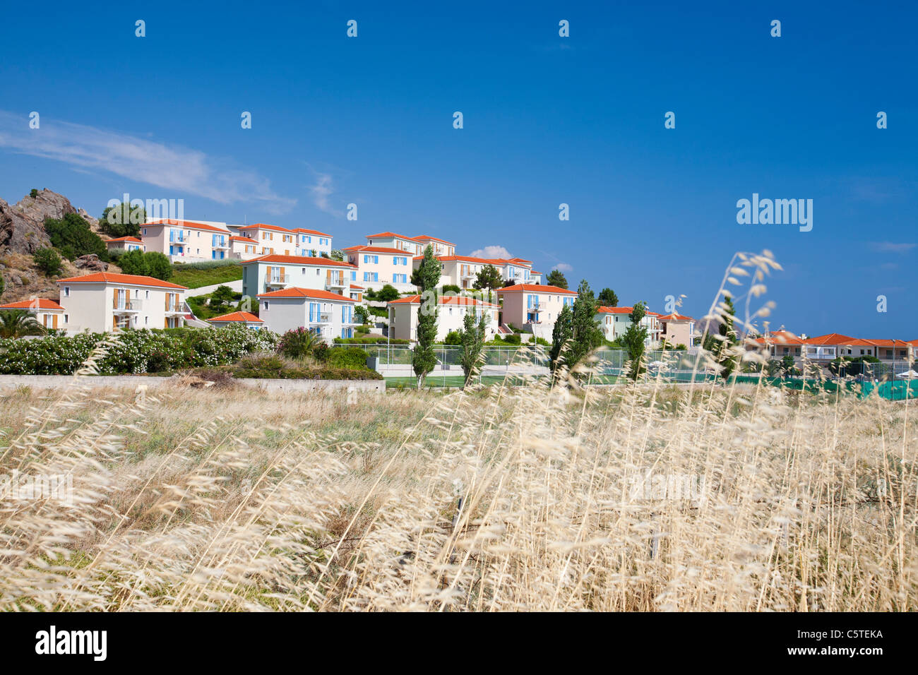 A holiday village at Skala Eresou on Lesbos, Greece Stock Photo - Alamy