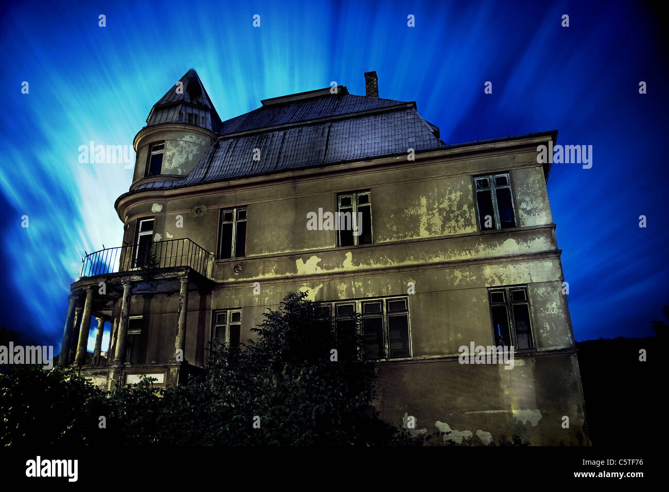 Old uninhabited scary house, long exposure shot Stock Photo - Alamy