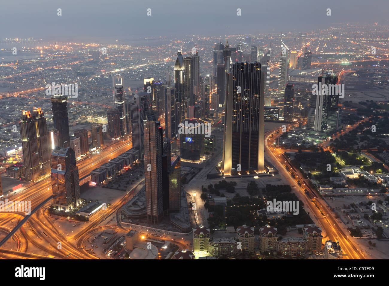 Skyscrapers at the Sheikh Zayed Road in Dubai, United Arab Emirates ...