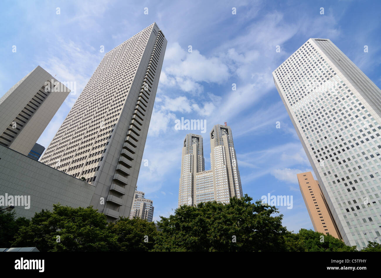 Cityscape of government buildings in Shunjuku, Tokyo, Japan including ...