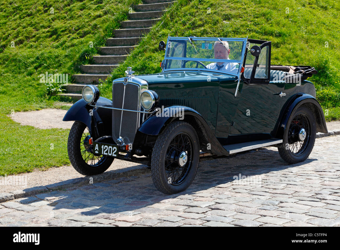 Dark green, vintage Morris Minor car from 1934 at the Citadel in ...