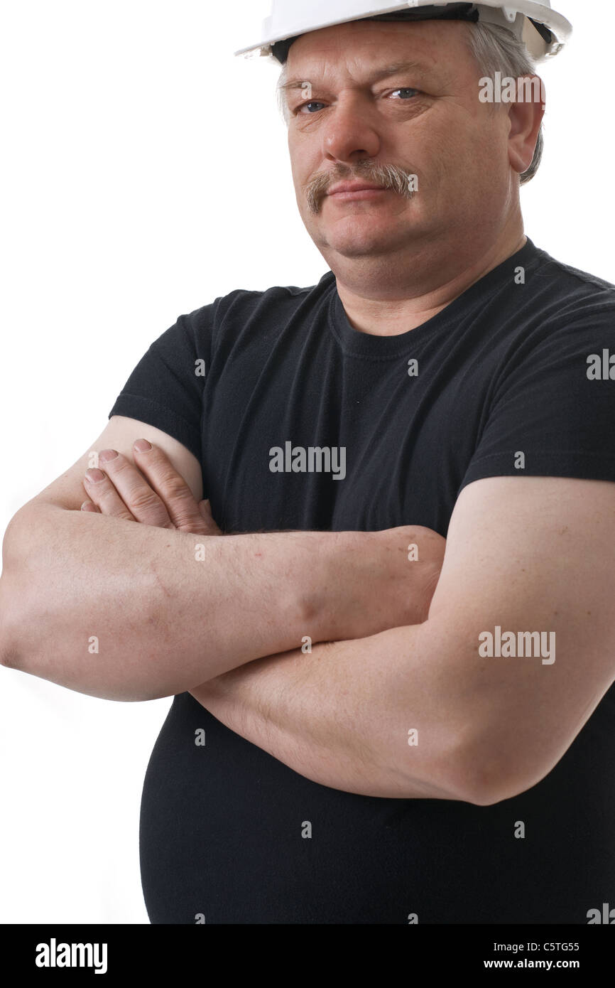 Confident boss expression portrait on white background Stock Photo - Alamy
