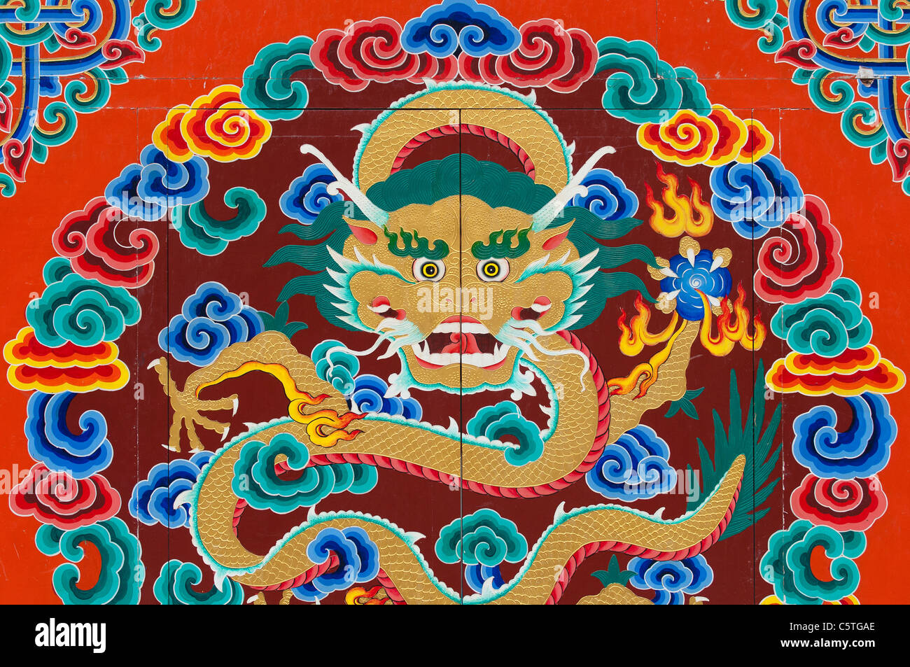 Ornately painted panels decorate Kumbum Monastery, Huangzhong, Qinghai ...