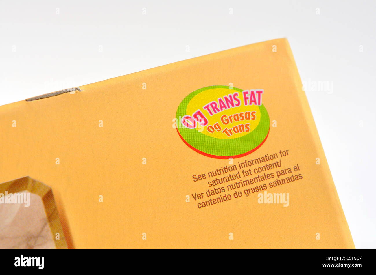 Zero trans fat on food package Stock Photo - Alamy