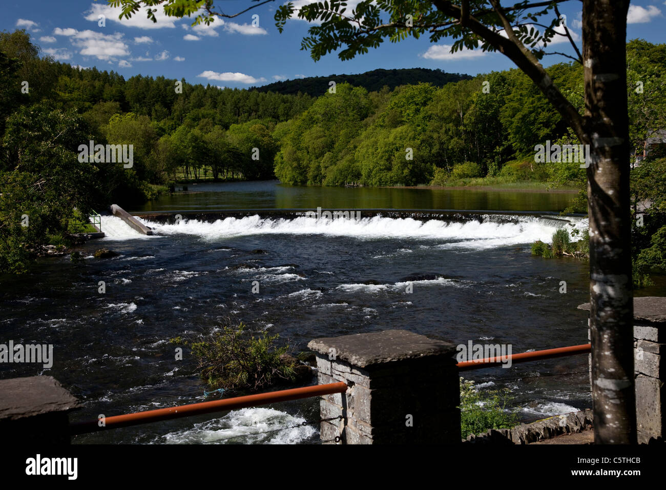 Weir on the River Leven at Backbarrow, Cumbria Stock Photo - Alamy