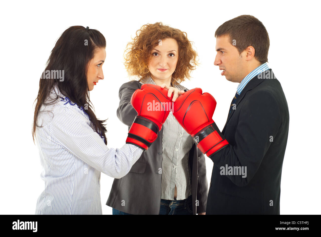 Start of furious business people competition fight against white ...