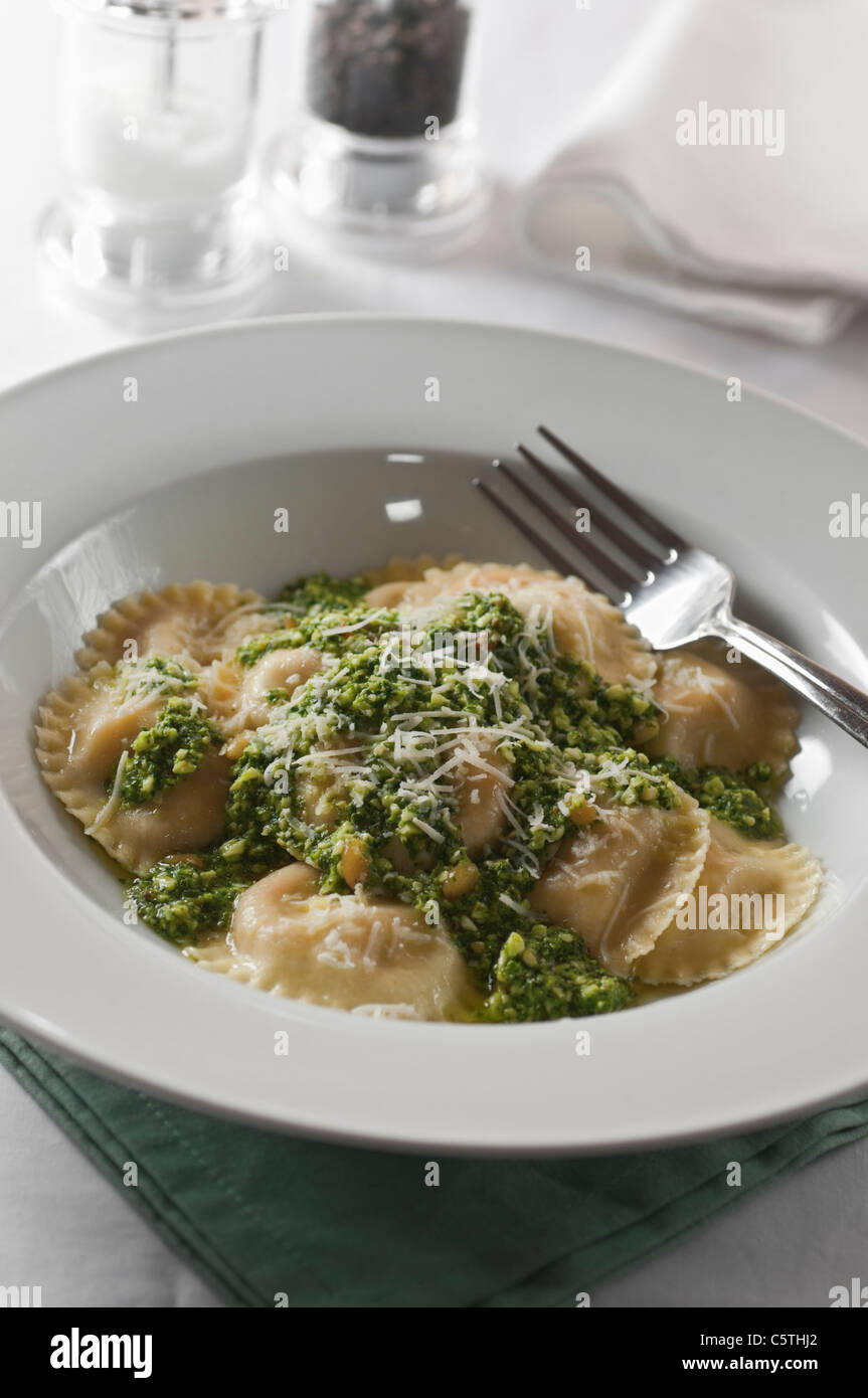 Ravioli with pesto Stock Photo - Alamy
