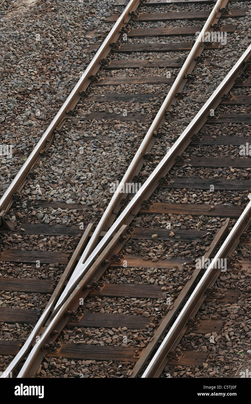 Germany, Railroad tracks close-up Stock Photo - Alamy