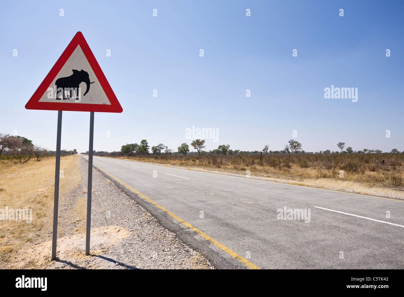 Africa, Namibia, Elephant Crossing Sign Stock Photo - Alamy
