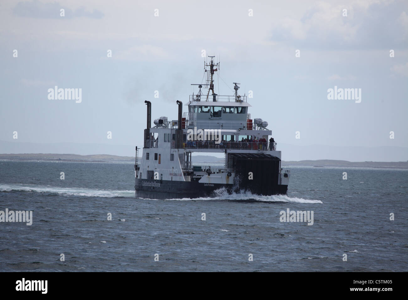 The small car ferry traveling to Berneray on North Uist, from ...