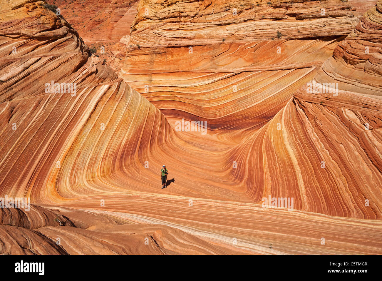 USA, Utah, Coyote Buttes, The wave and single tourist Stock Photo - Alamy