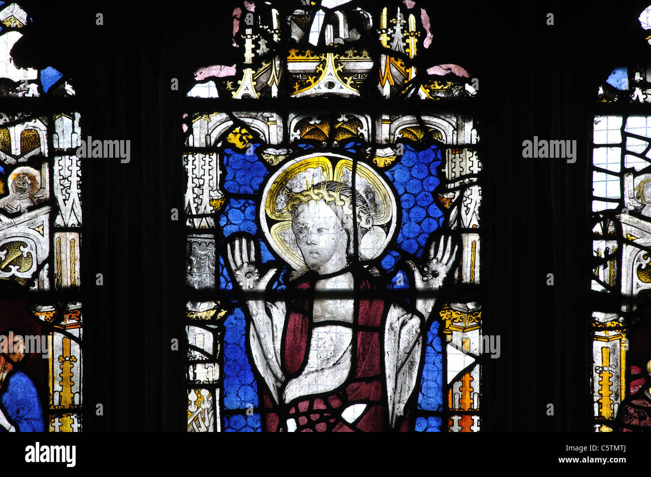 Medieval stained glass, All Saints Church, Crudwell, Wiltshire, England ...