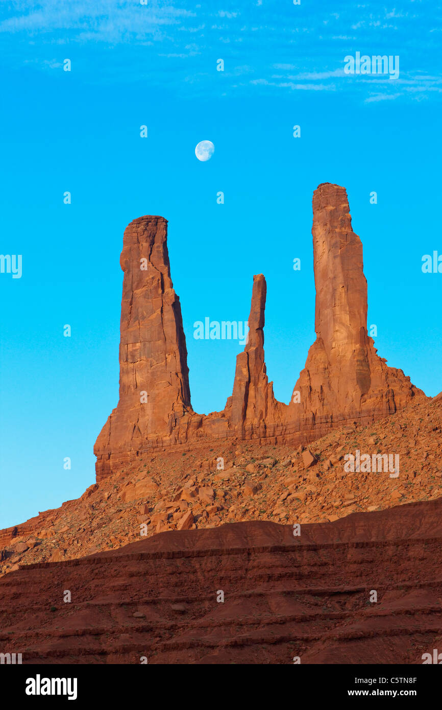 USA, Arizona, Monument Valley, Rock formation, The Three Sisters Stock ...