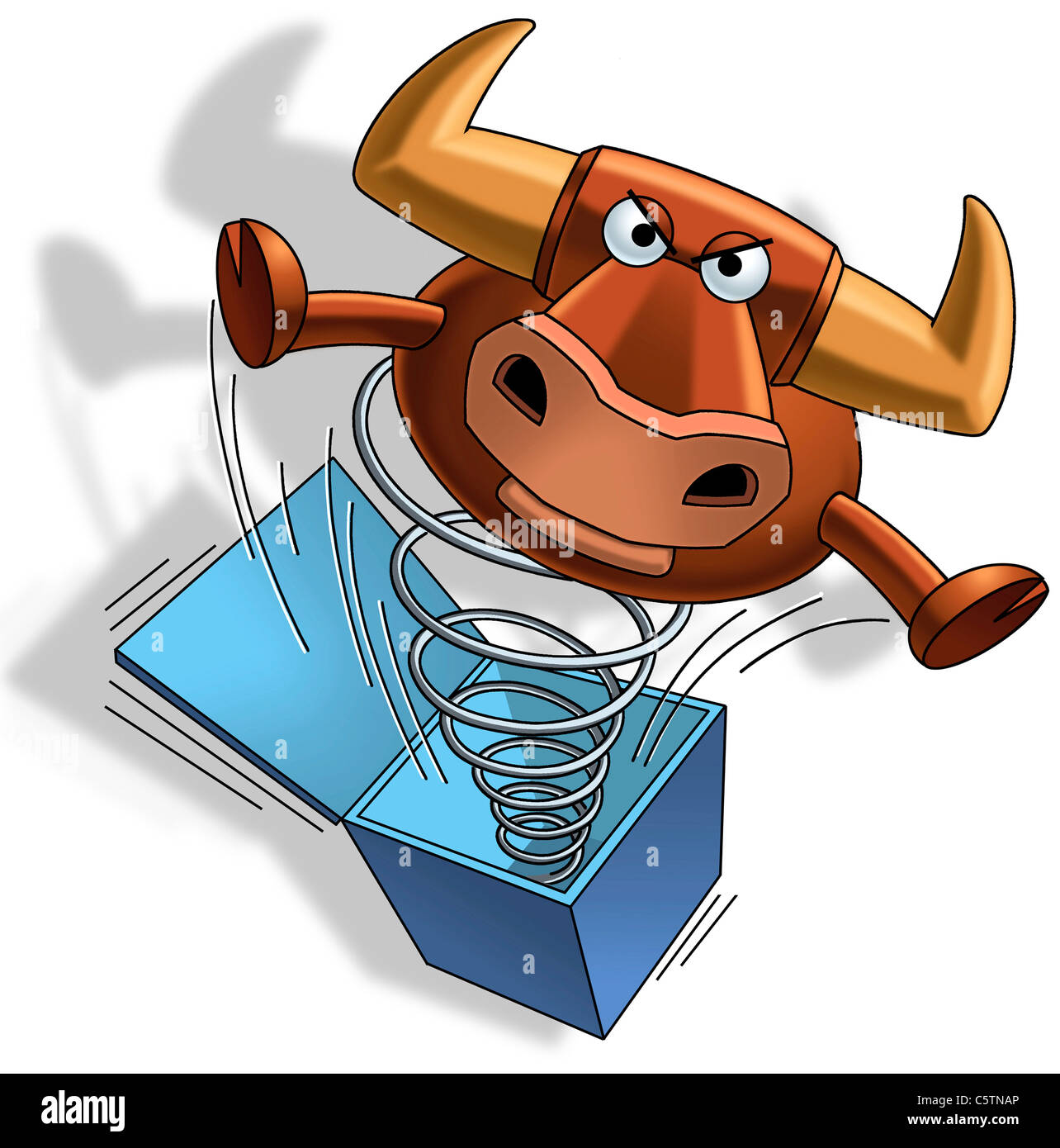 Illustration, Bull as Jack in the box Stock Photo - Alamy