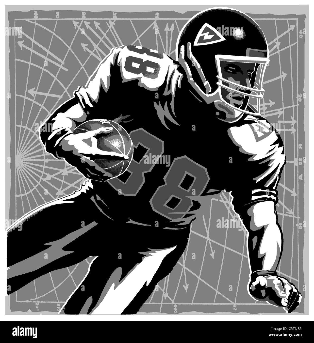 Illustration, Football player carrying football Stock Photo - Alamy