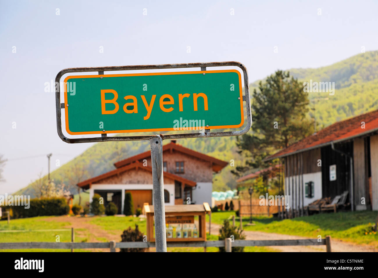 Germany, Bavaria, Chiemgau, "Bayern" sign at staudach egerndach Stock ...