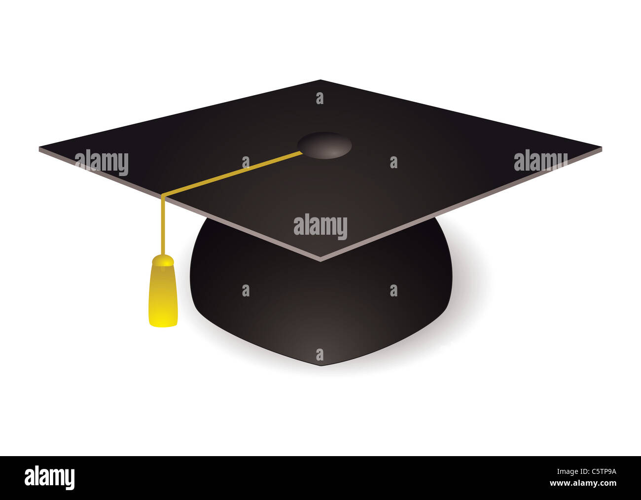 Black graduation mortar board hat with gold trim Stock Photo - Alamy