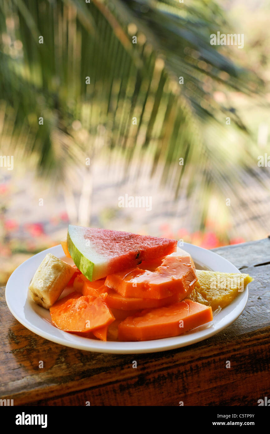 Costa Rica, Plate of fruit salad Stock Photo - Alamy