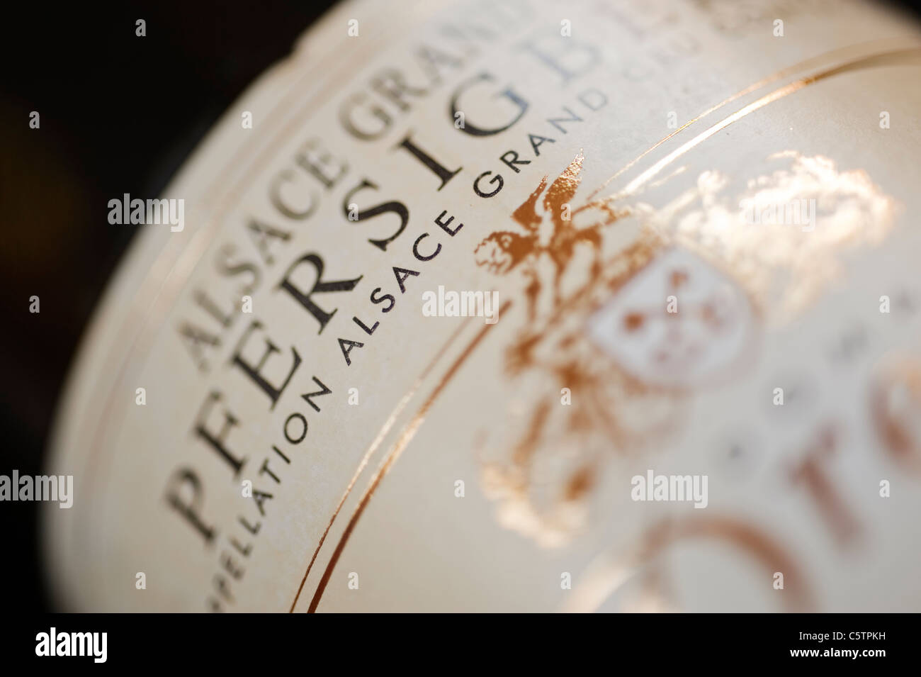 Alsace Grand Cru Pfersigberg Gewurztraminer wine bottle label closeup ...