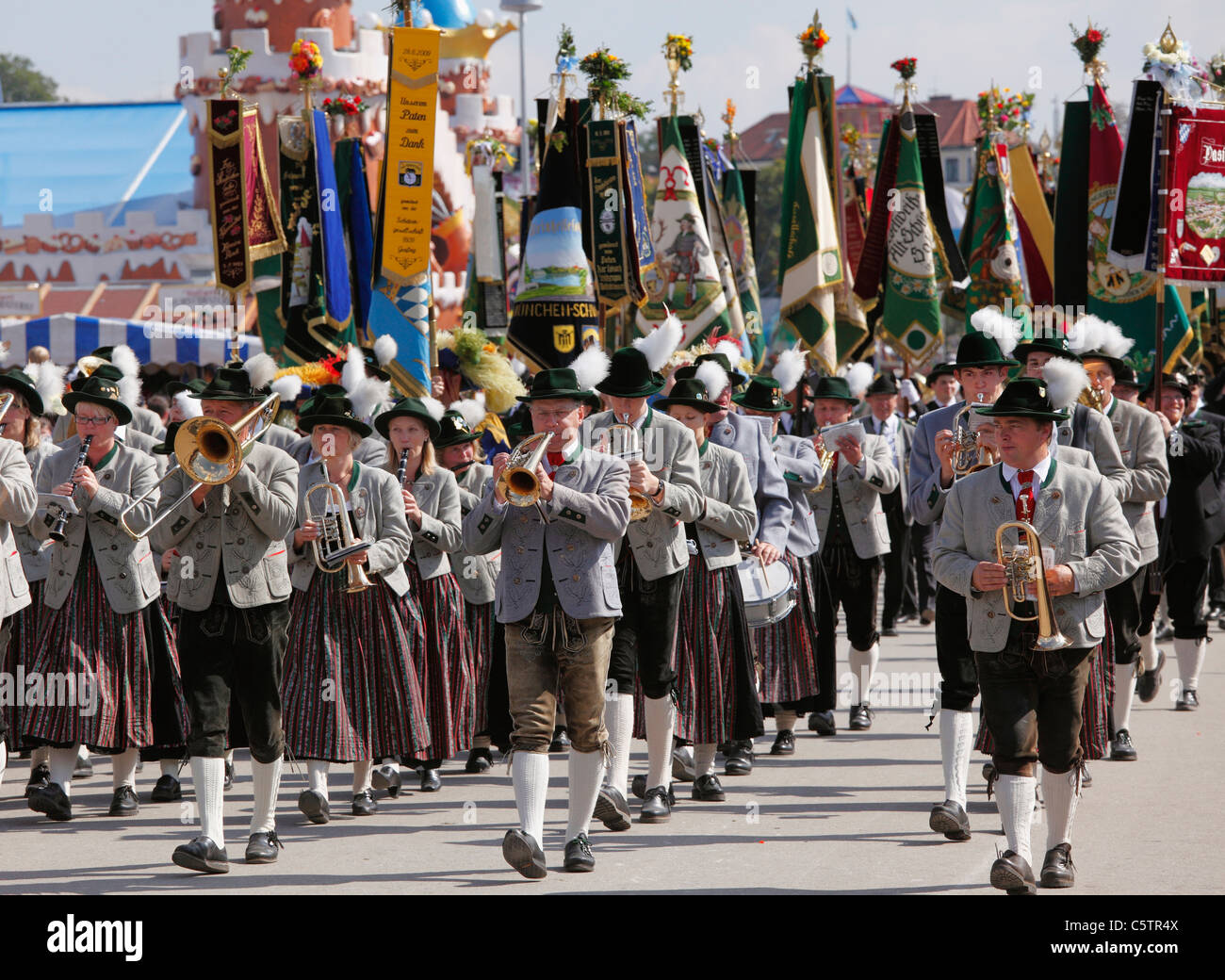 Germany, Bavaria, Upper Bavaria, Munich, Marching band at Octoberfest ...