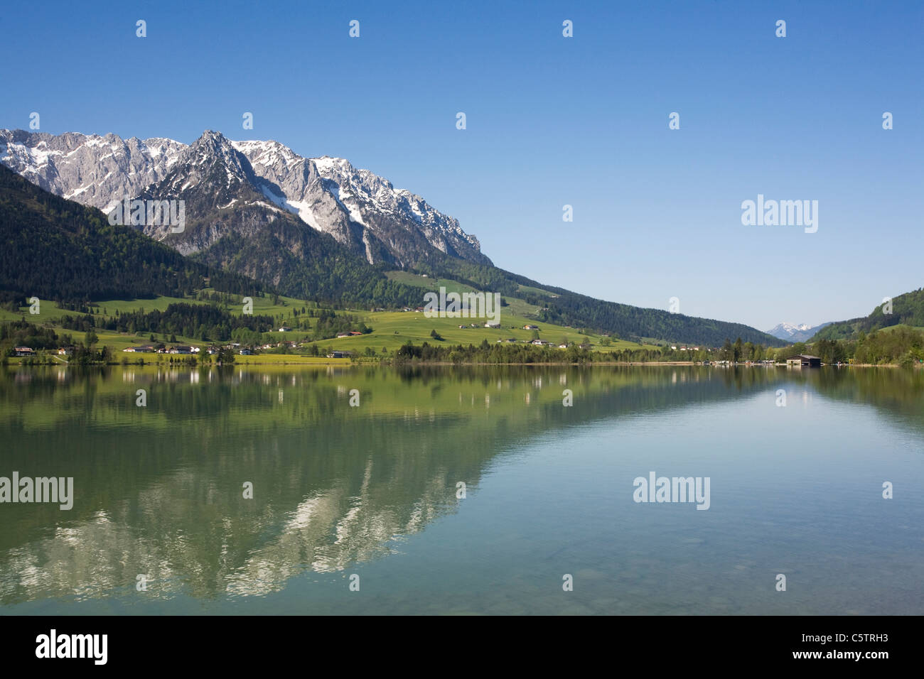 Austria, Tyrol, Kaisergebirge, View over Walchsee Stock Photo - Alamy