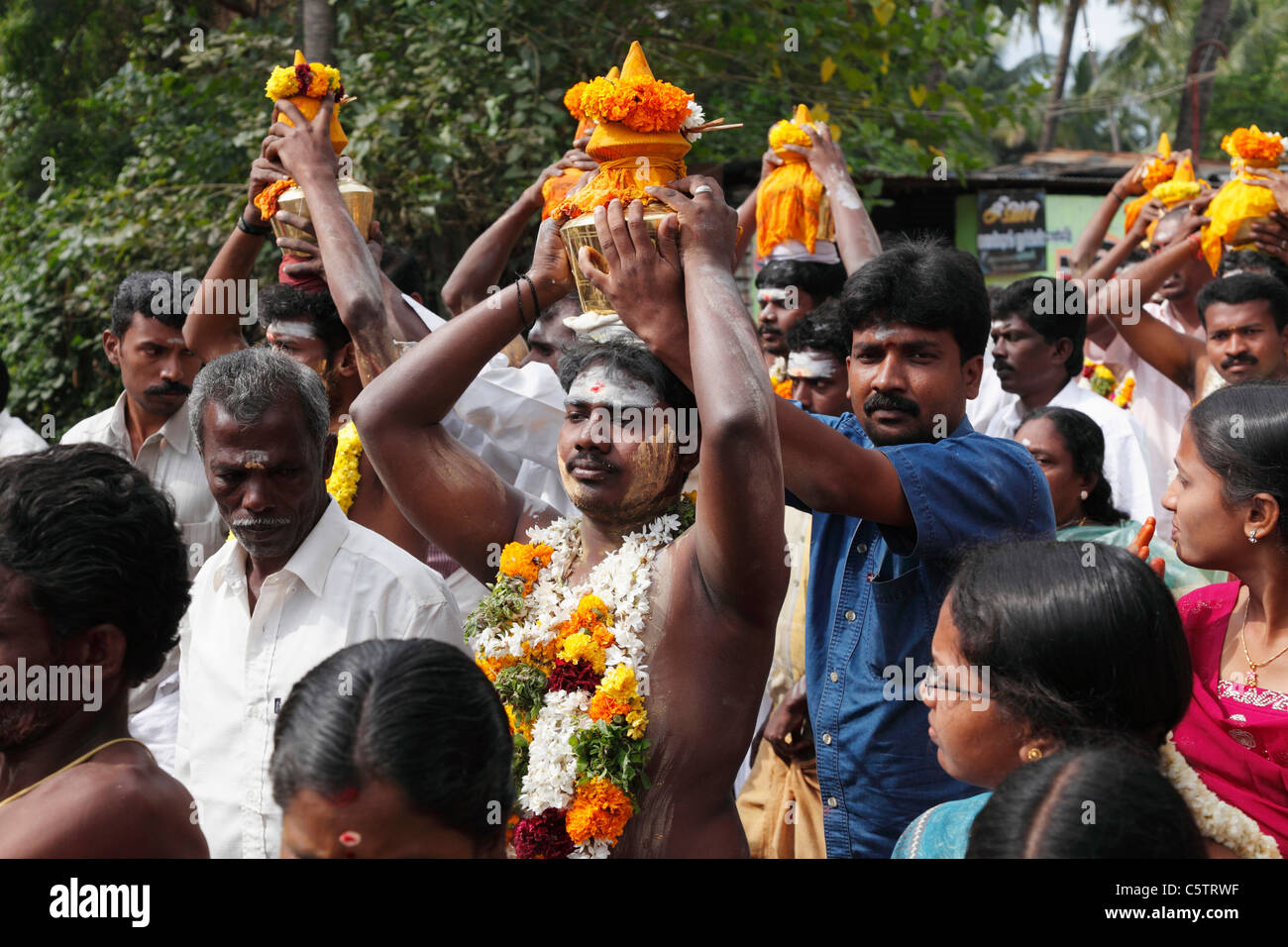 India, South India, Tamil Nadu, People celebrating thaipusam festival ...