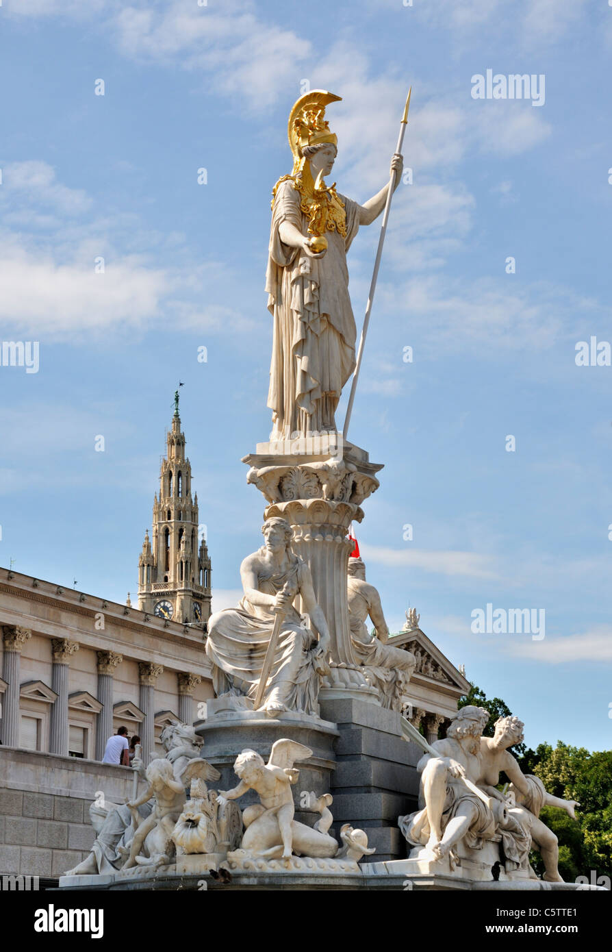 The pallas athena statue in front of the parliament building hi-res ...