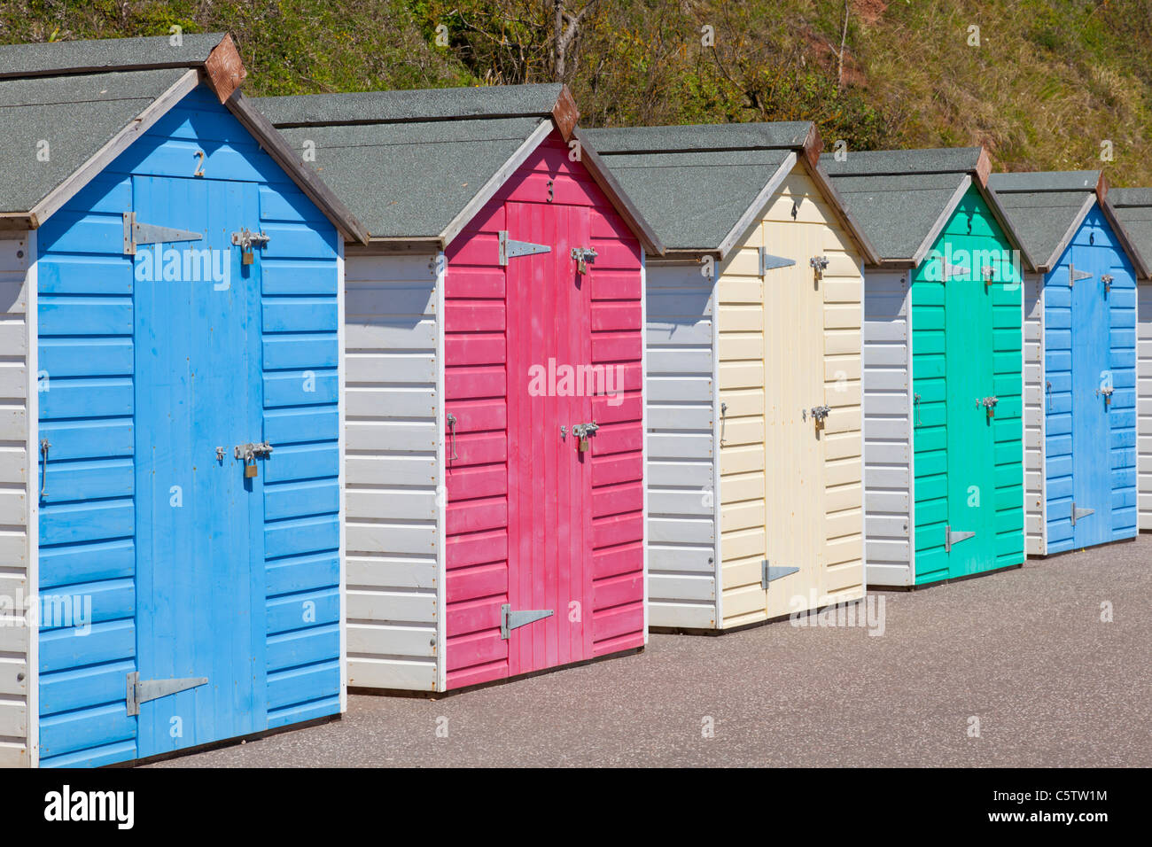 Beach huts seaton Devon heritage coast England UK GB Europe Stock Photo ...