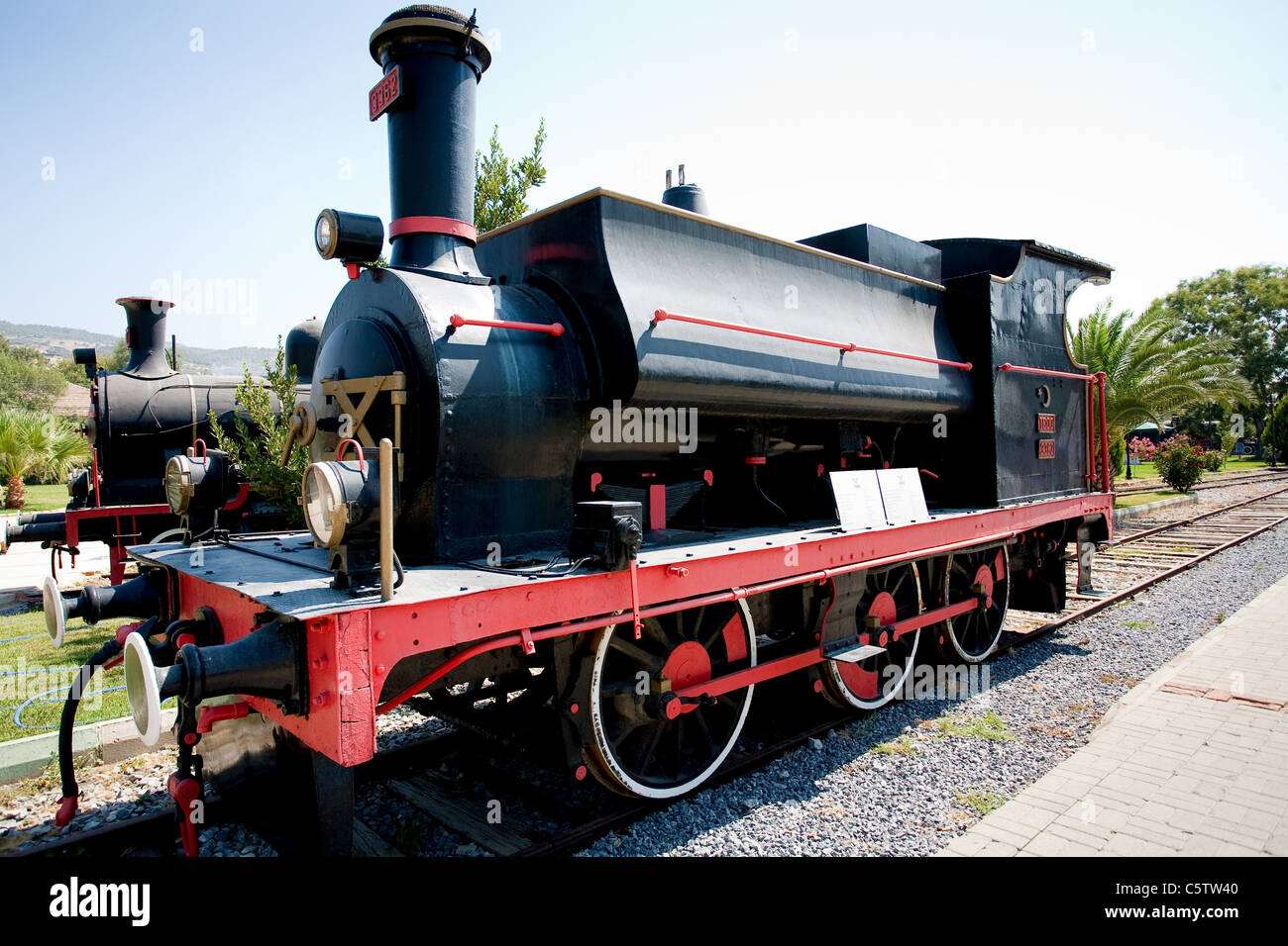 Steam engine at railway museum Turkey. Manufacturing company "Robert ...