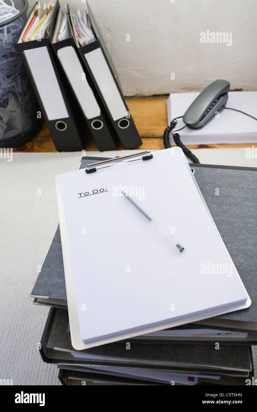 Clipboard and ballpen placed on folders hi-res stock photography and ...