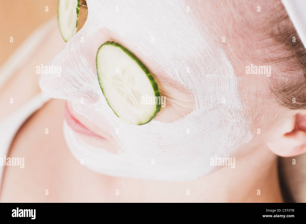 Woman with face mask, side view, close-up Stock Photo - Alamy