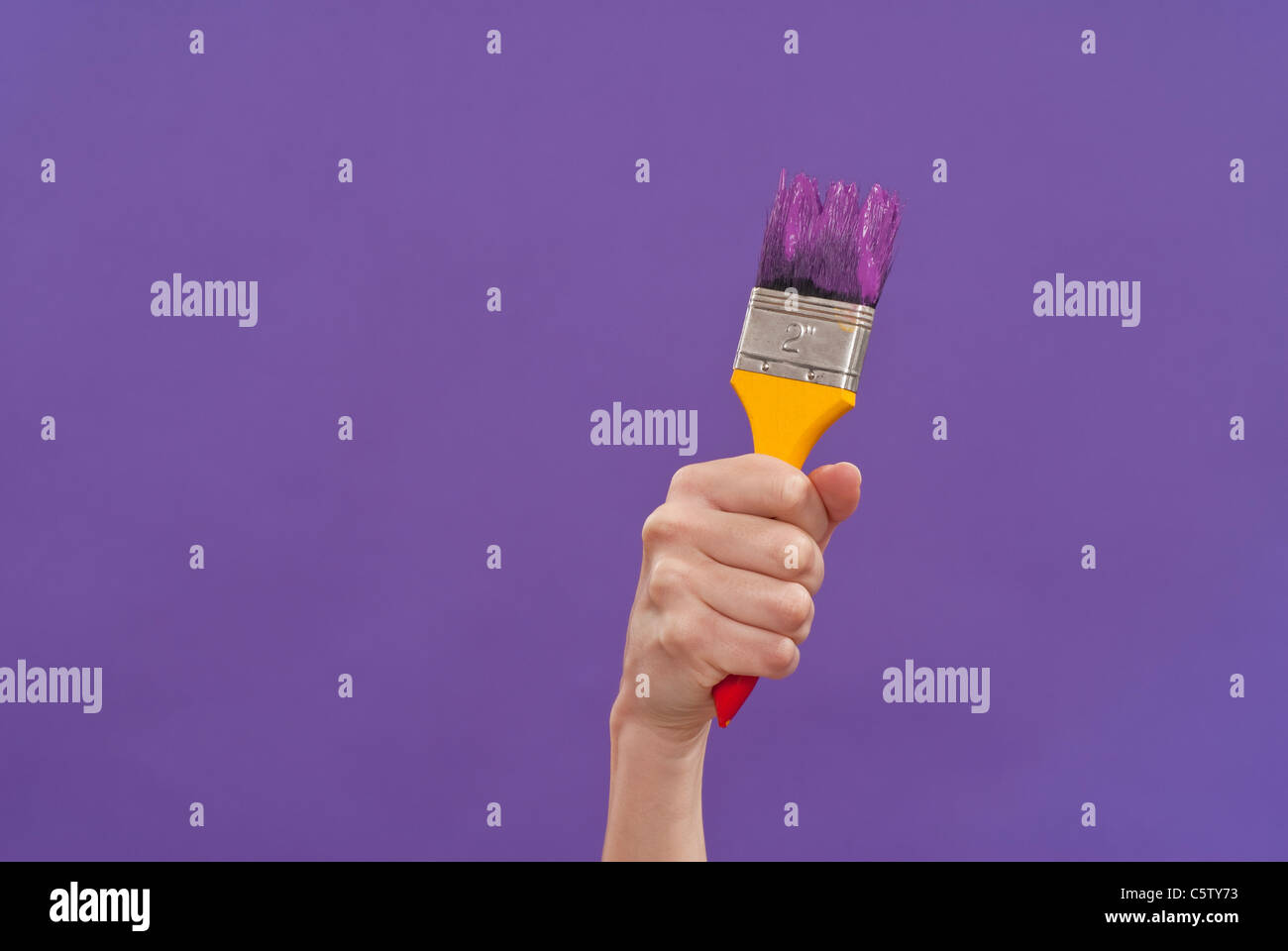 Hand holding paint brush, close-up Stock Photo - Alamy