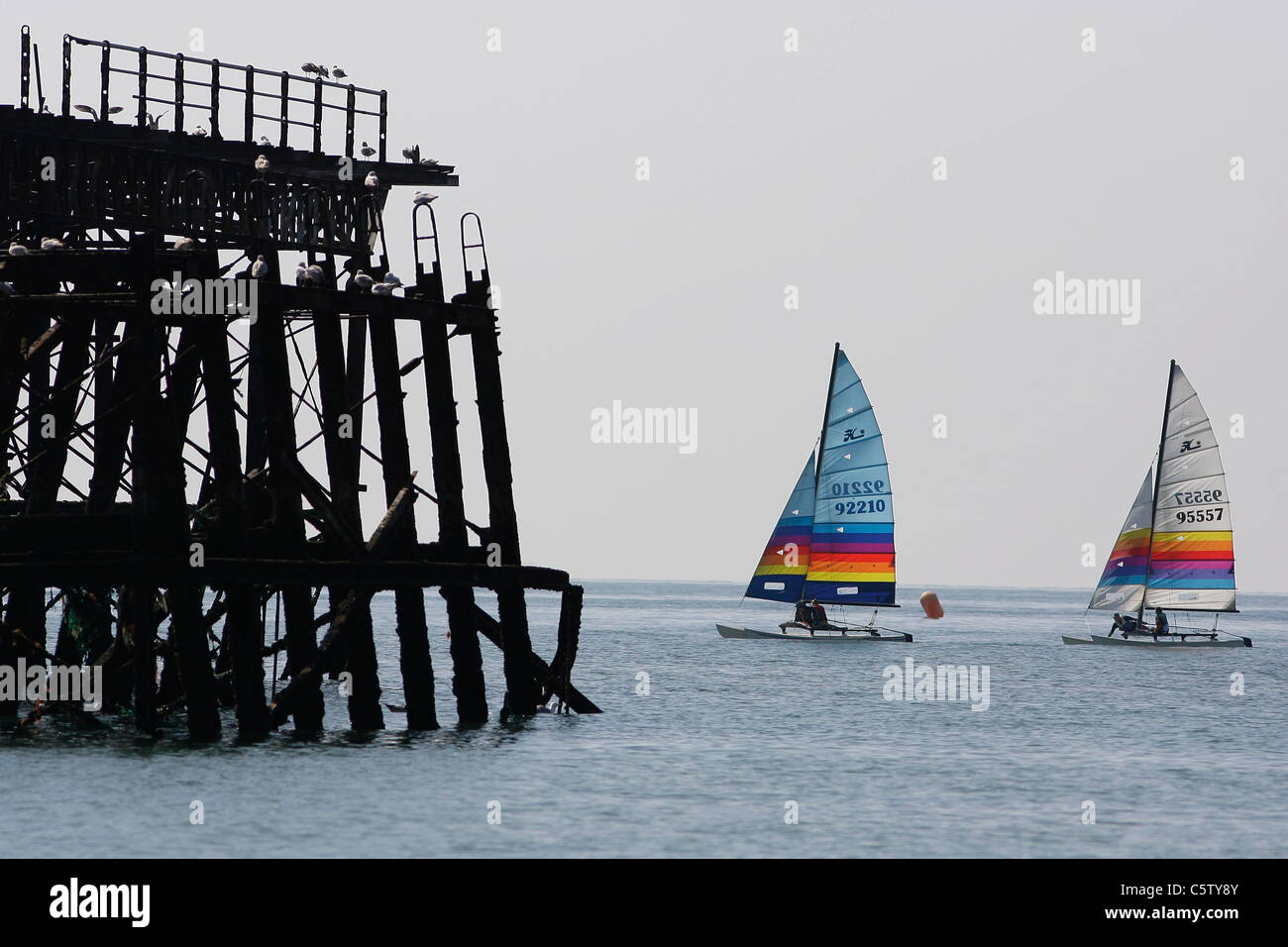Sailboats drift past Brighton's West Pier. Picture by James Boardman ...