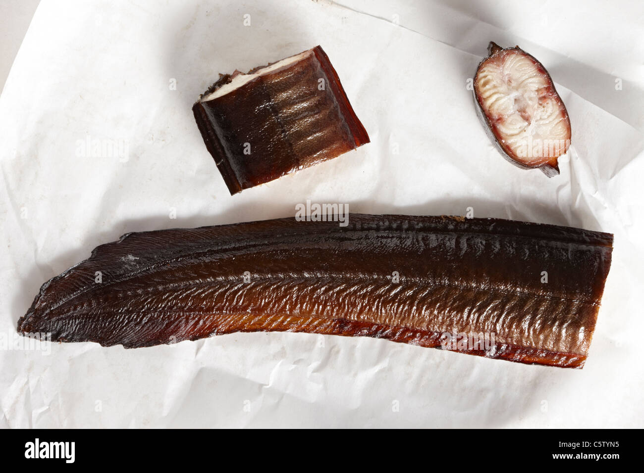 Smoked eel, elevated view Stock Photo - Alamy