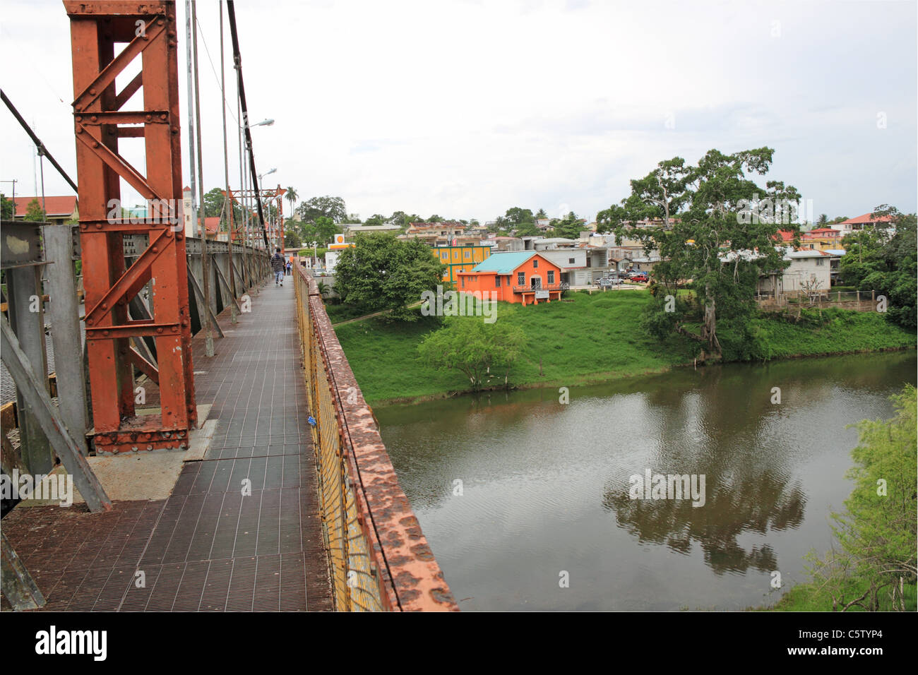 The Hawkesworth suspension bridge crosses the Macal River linking San ...