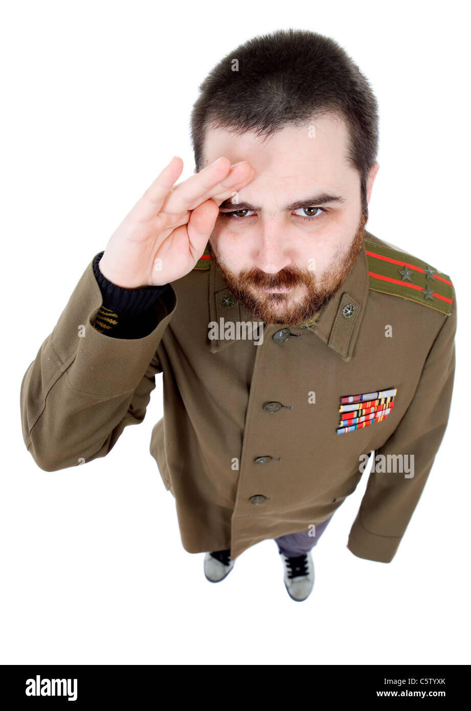 young man dressed as russian military, studio Stock Photo - Alamy